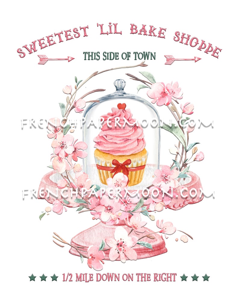 Pink Bakery Printable Digital Sign Pink Cupcake Pink | Etsy