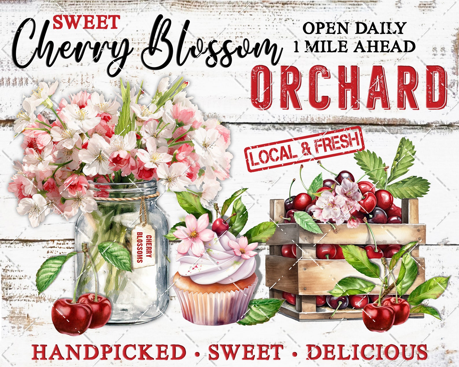 Cherry Blossom Orchard Farmhouse Cherries Cherry Market DIY Sign Making ...