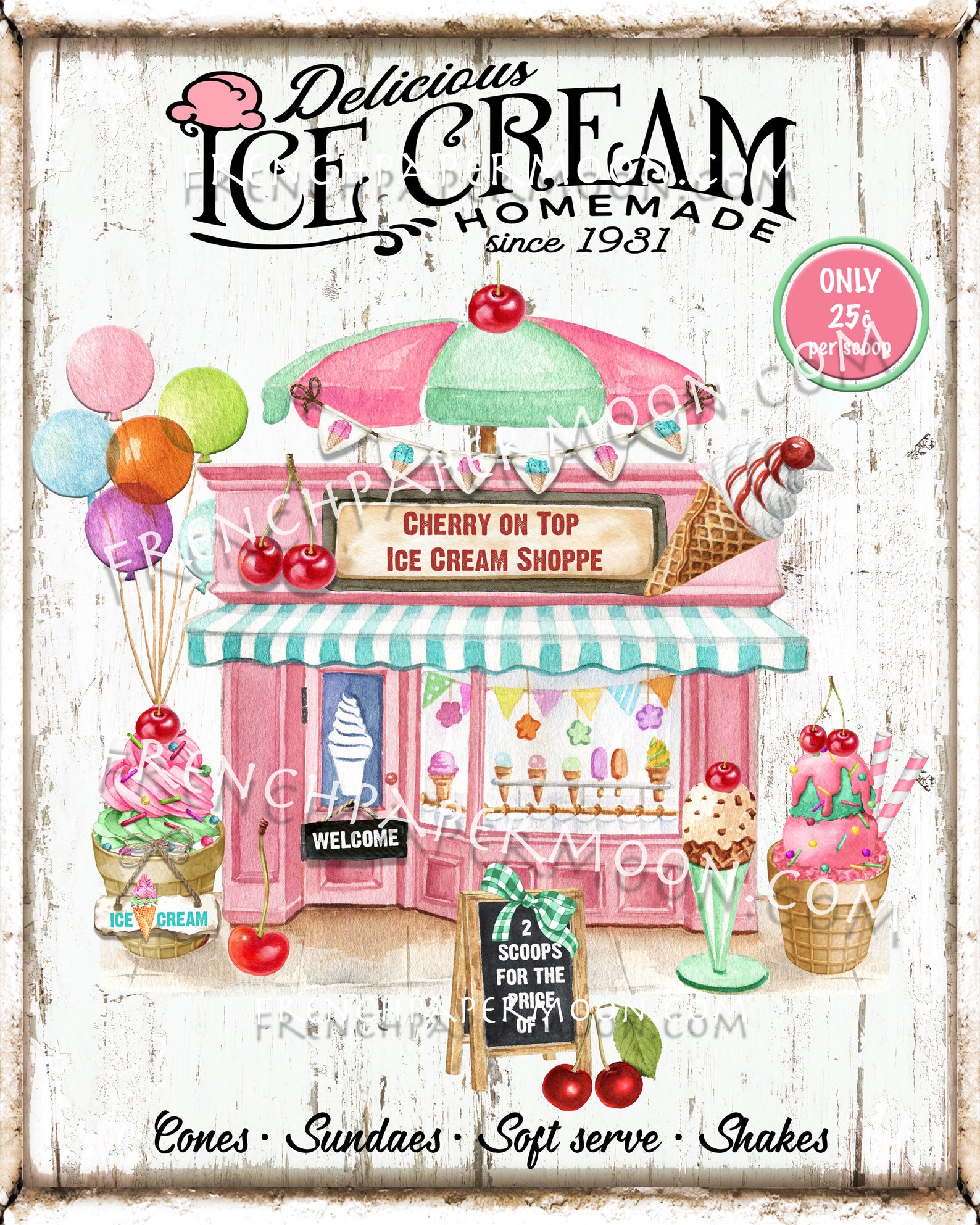 Old fashioned Eisdiele, Eiscreme Schild, Eis Party, Shop, Kissen Bild ...