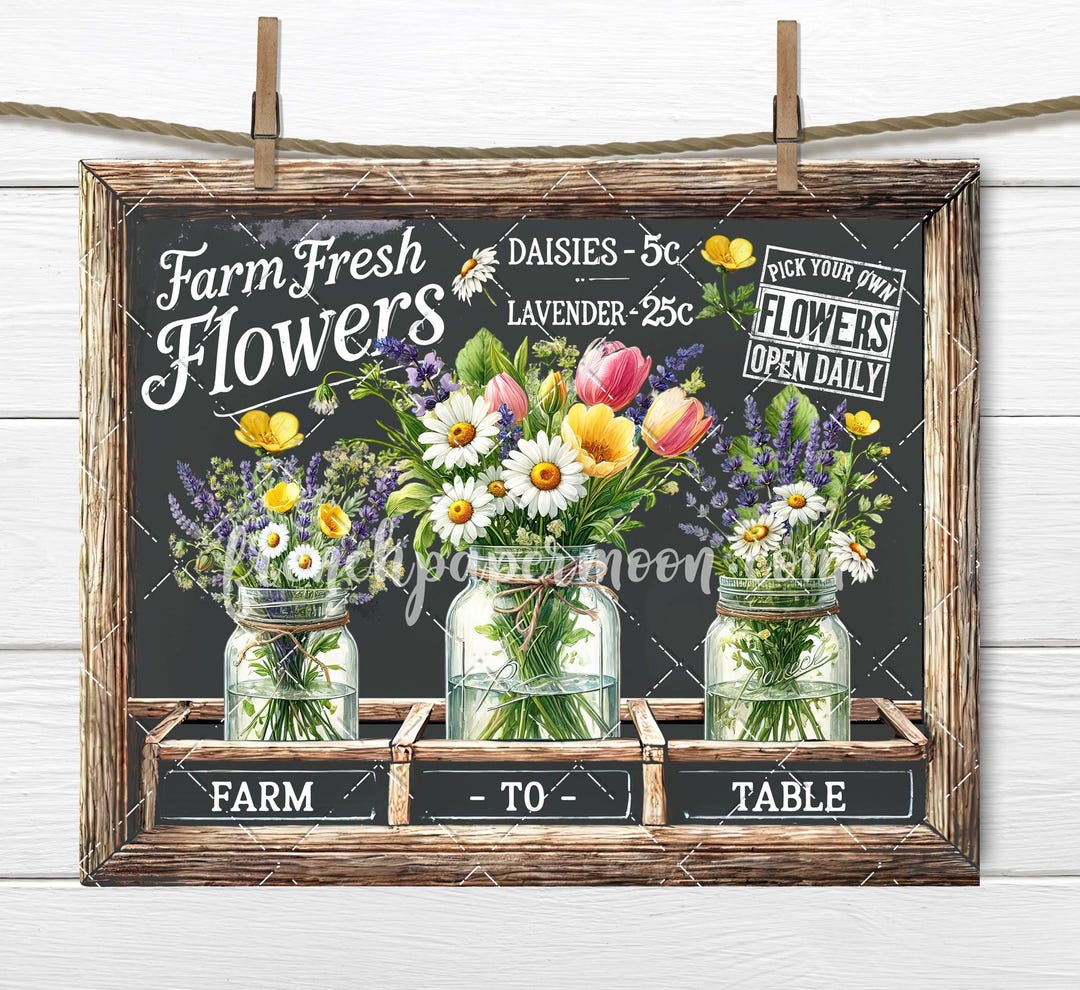 Farmhouse Mason Jar Flowers Chalkboard Sign, Spring Flowers, DIY Home ...