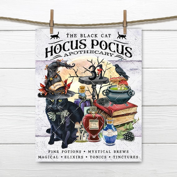 Halloween Black Cat Apothecary Hocus Pocus Magic Spells - Etsy