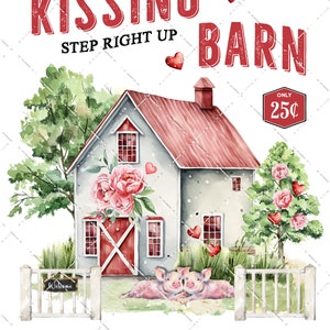 Farmhouse Valentine Kissing Booth Rustic Shabby Farm Animal Pigs ...