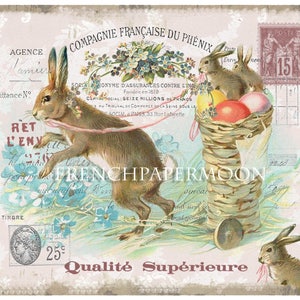 Shabby French Easter, Spring Bunnies, French Graphics, Collage ...