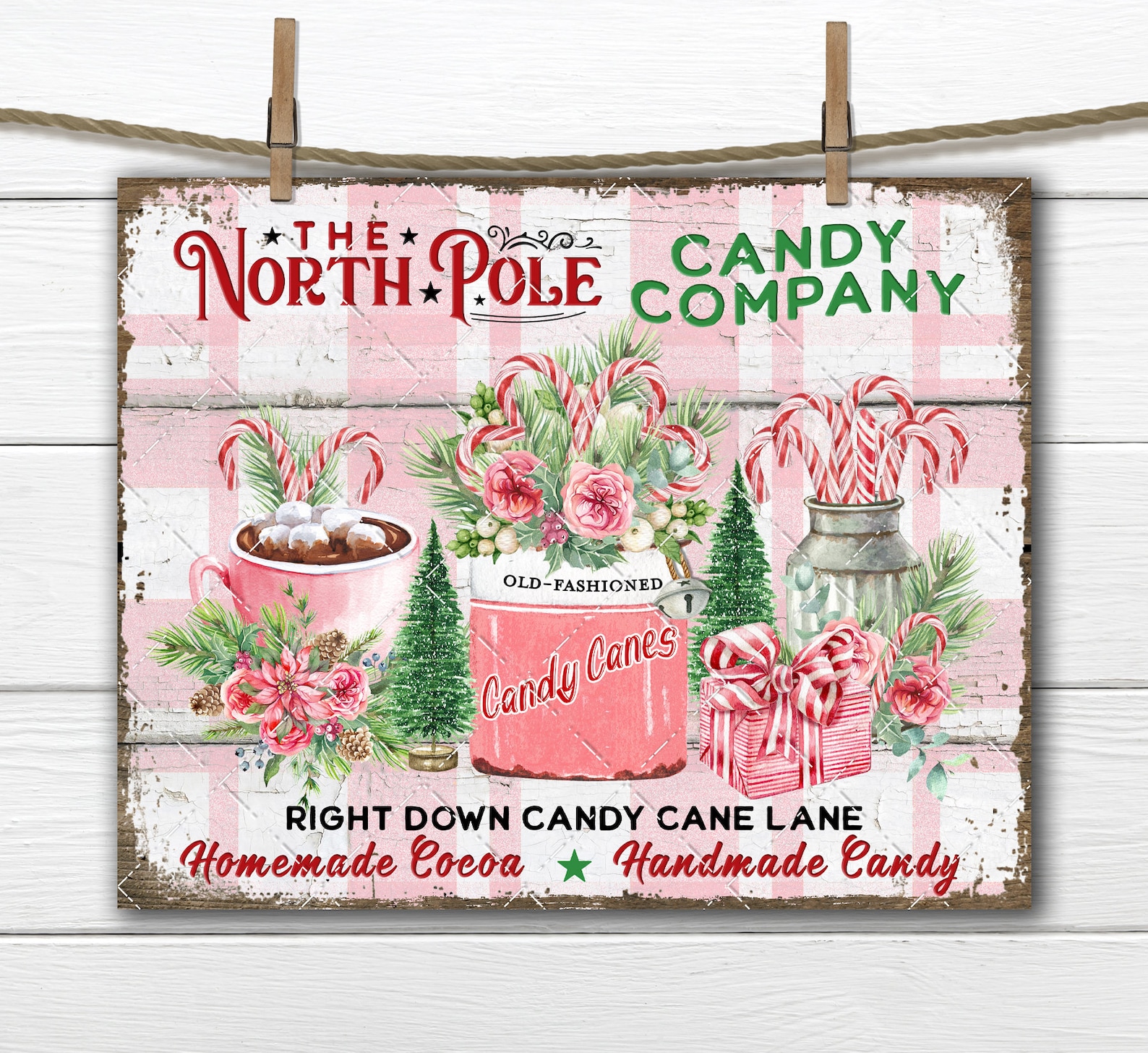 North Pole Candy Cane Company Pink Christmas Cocoa Sweets - Etsy