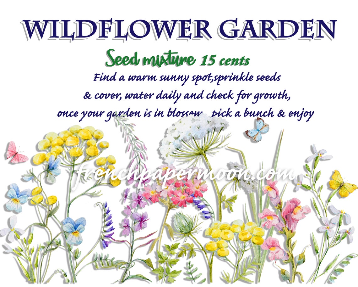 Wildflower Garden Printable, Watercolor Flower Graphic, Garden Graphic ...