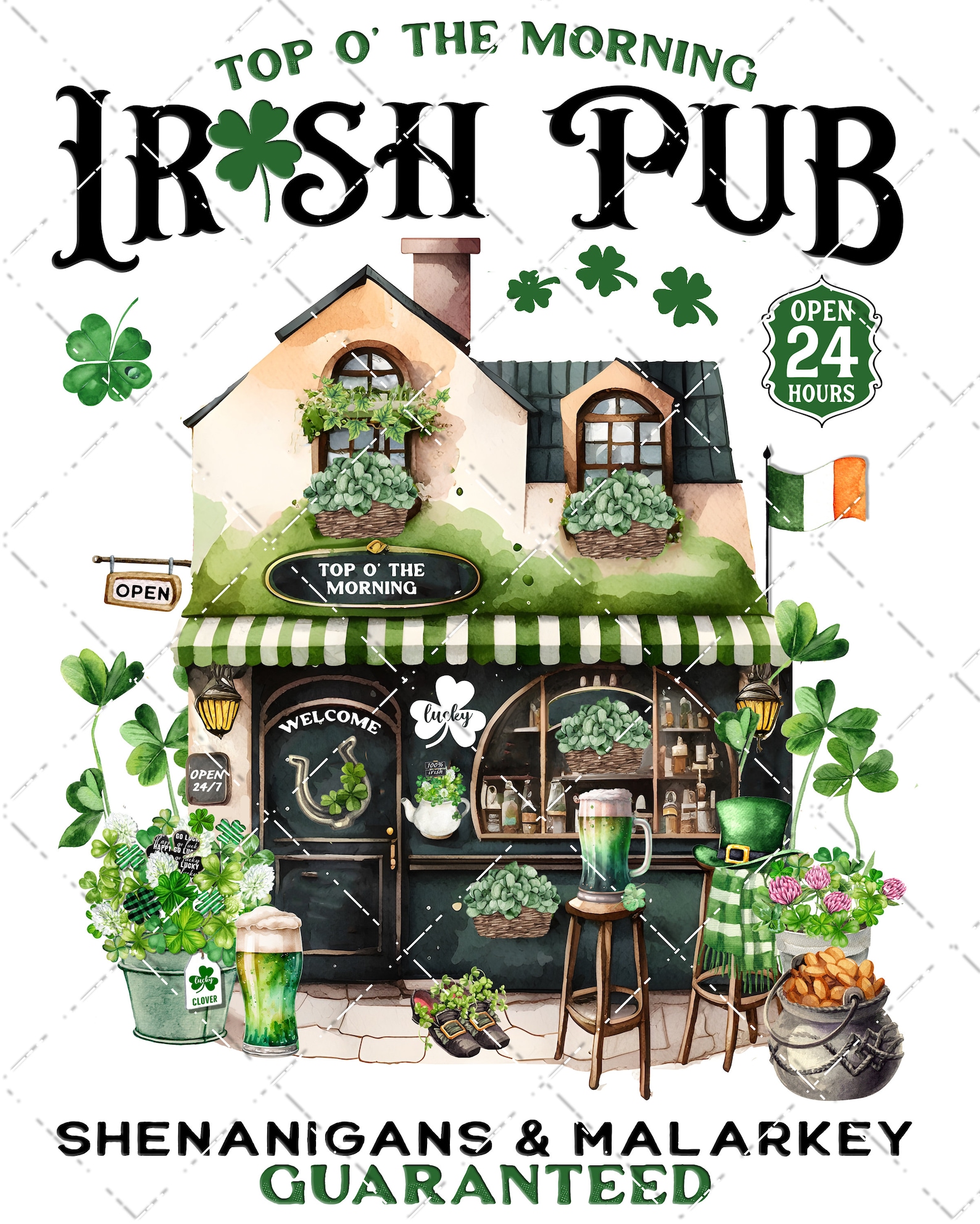 St Patrick's Day Irish Pub Green Beer Clover Shenanigans Malarkey DIY ...