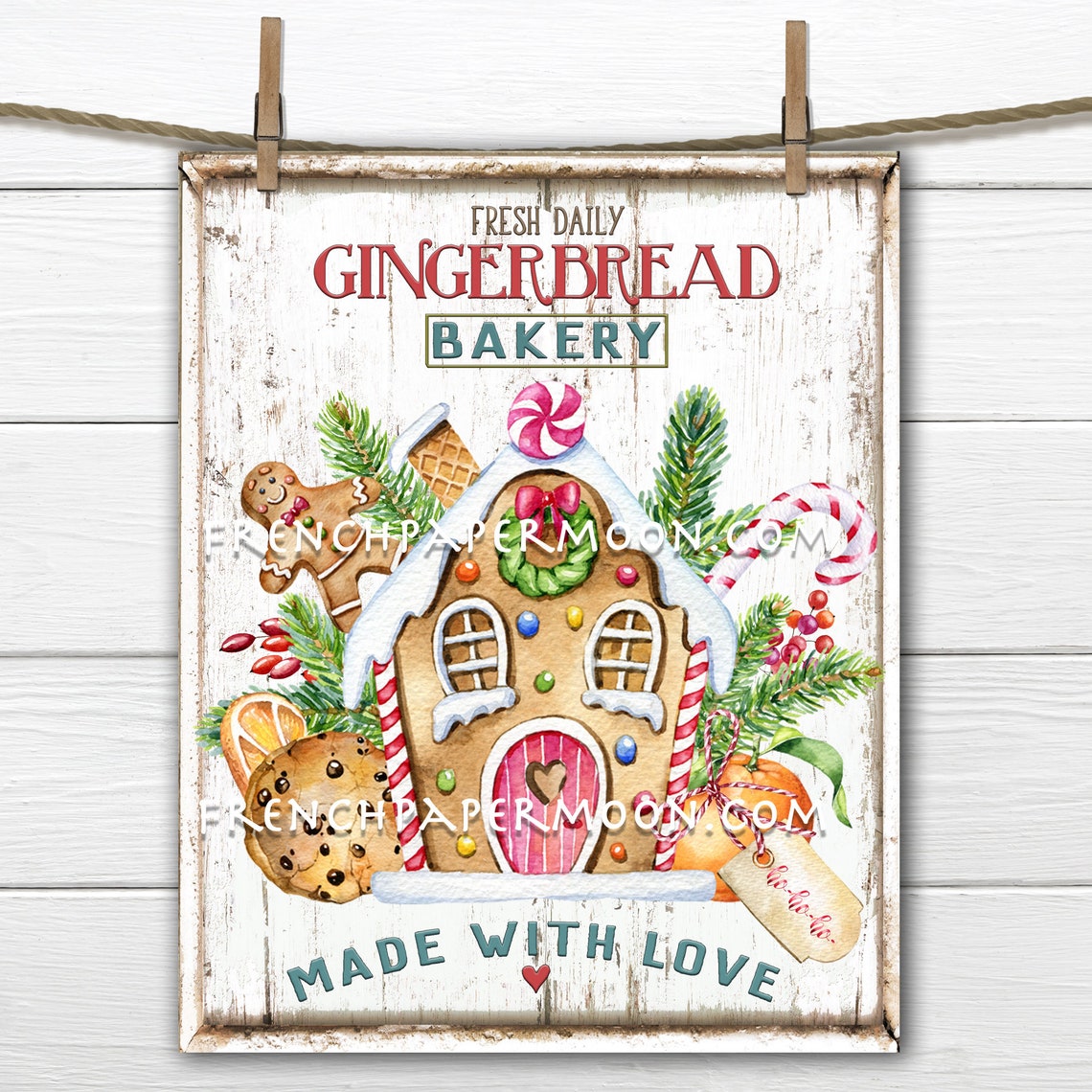 Gingerbread Bakery Christmas Sign Gingerbread House Christmas Candy ...