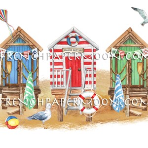 Beach Hut, Digital, Coastal Farmhouse, Nautical, Rustic Beach, Cabana ...