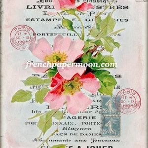 Shabby Chic Digital Roses, French Rose Download, French Rose Collage ...