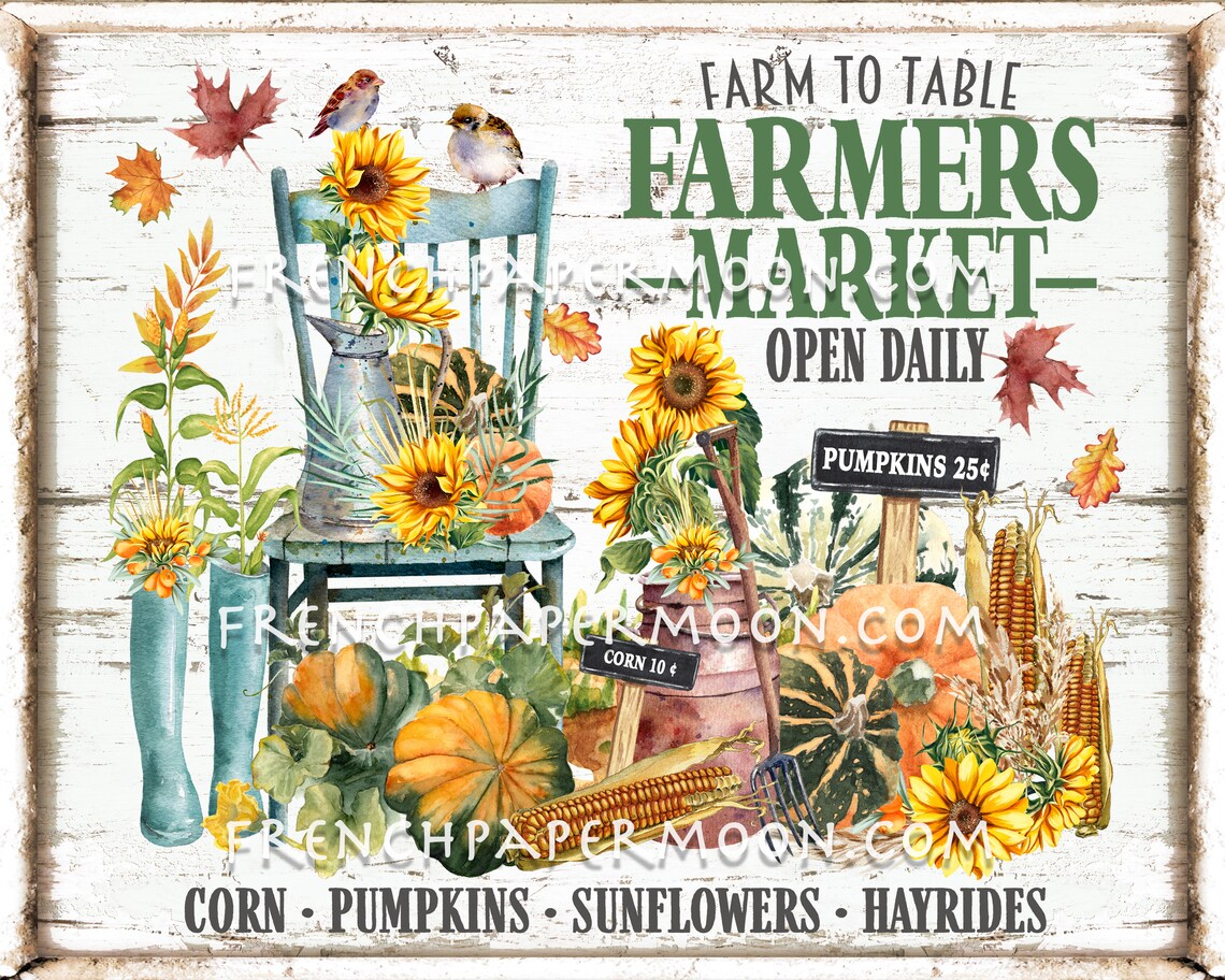 Rustic Autumn Harvest, Farmers Market, Digital, Farmhouse Fall ...