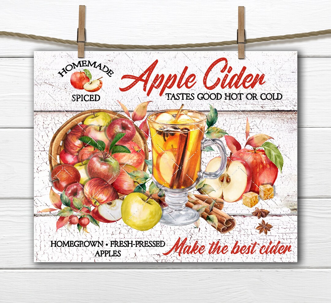 Homemade Apple Cider DIY Sign Farmhouse Autumn Apple Basket Fresh ...