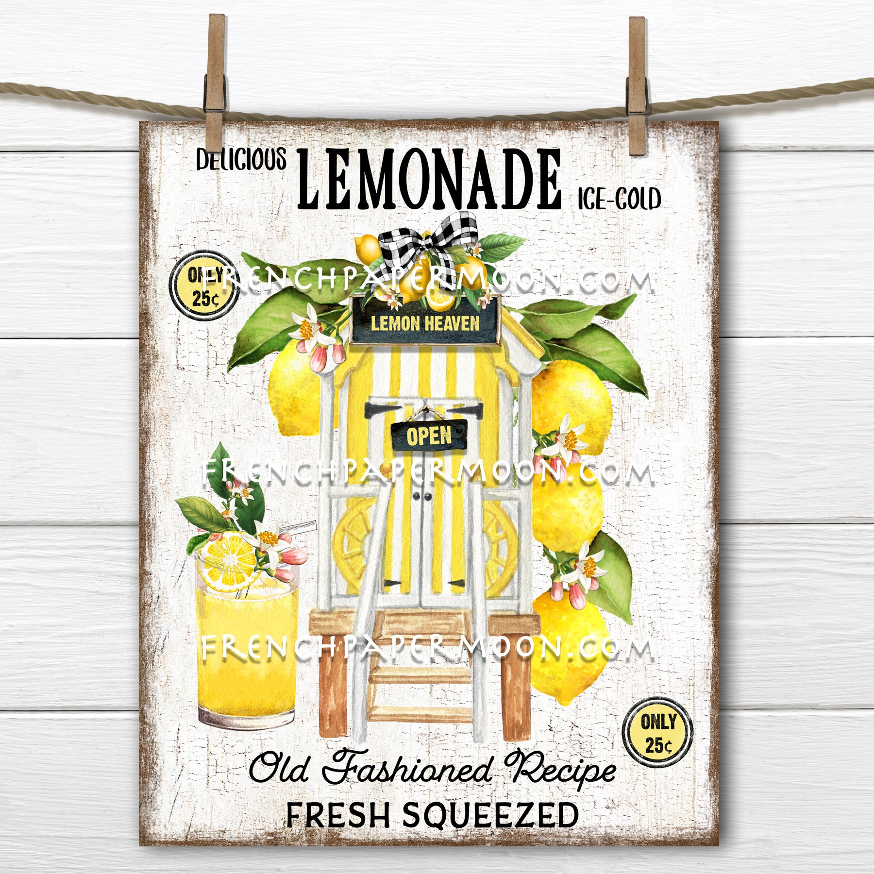 Lemonade Stand Fresh Squeezed Farmhouse Lemons Diy Lemonade Sign