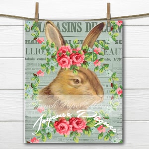 Shabby Vintage Bunny, French Bunny, Flowers, French Easter Pillow ...