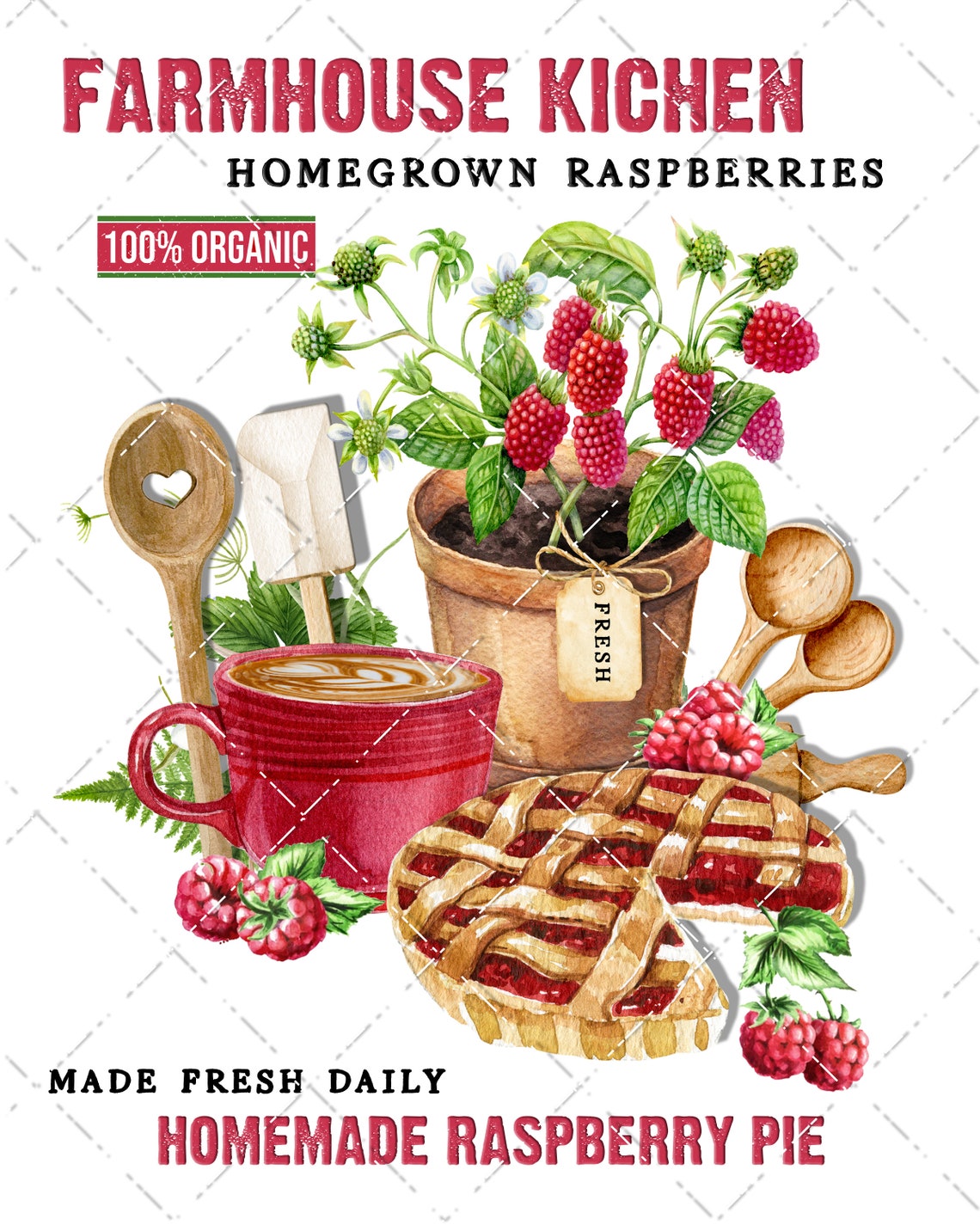 Farmhouse Kitchen Raspberries, Summer Fruit Sign, Raspberry Pie, DIY ...