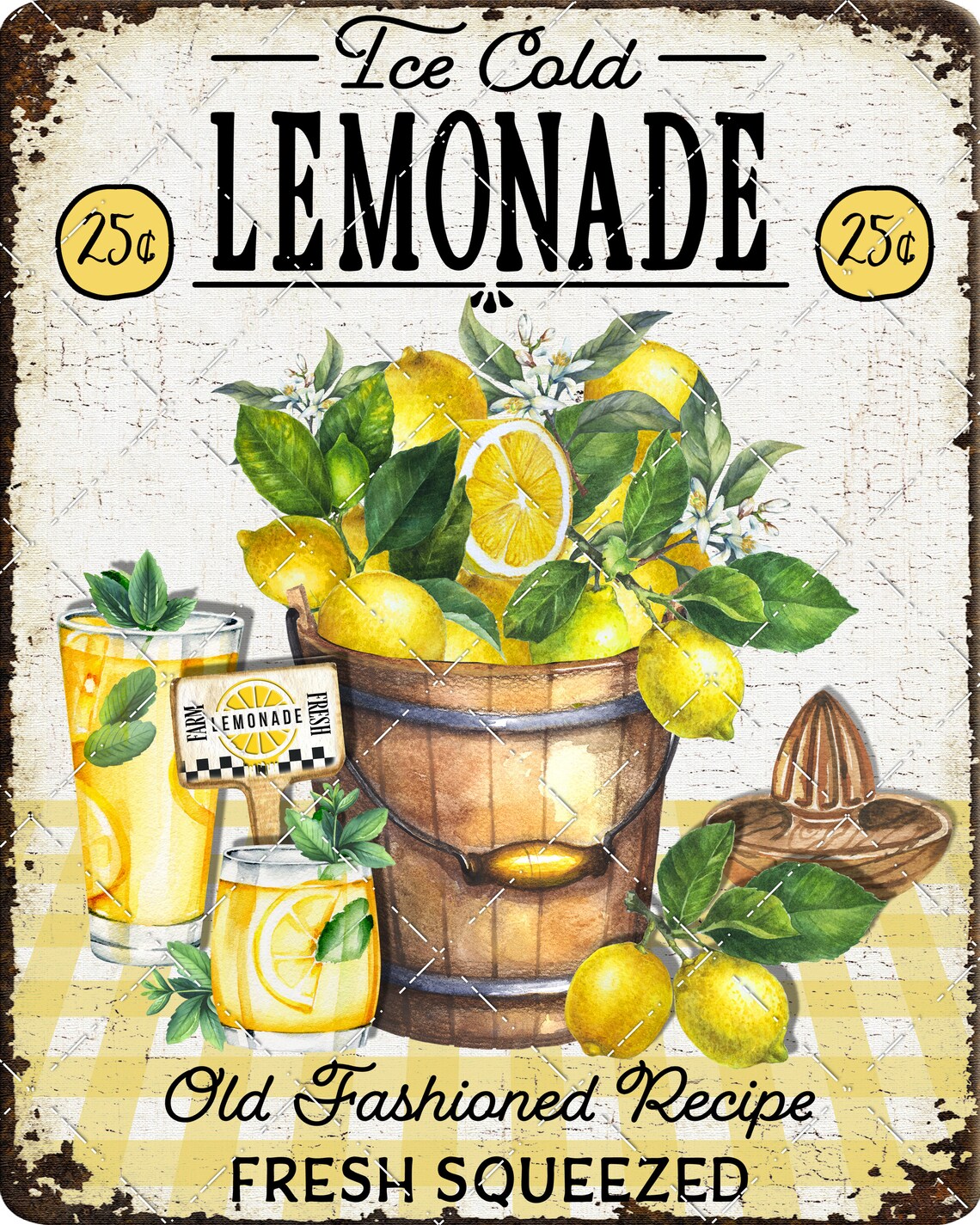 Lemonade DIY Sign Farmhouse Lemon Bucket Lemonade Drinks - Etsy