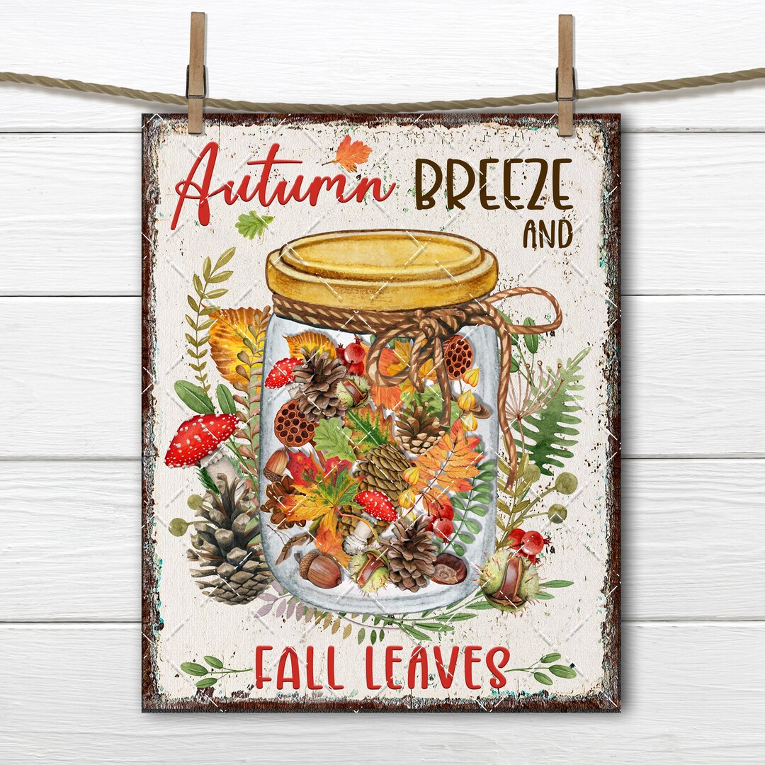 Fall Farmhouse Mason Jar Leaves, Autumn Forest, Autumn Leaves, Pine ...