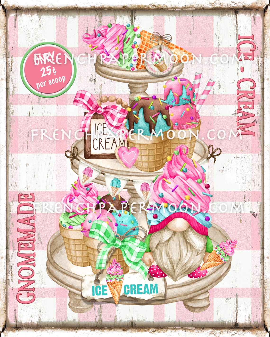 Gnome Ice Cream Tiered Tray Ice Cream Sign Ice Cream Party - Etsy