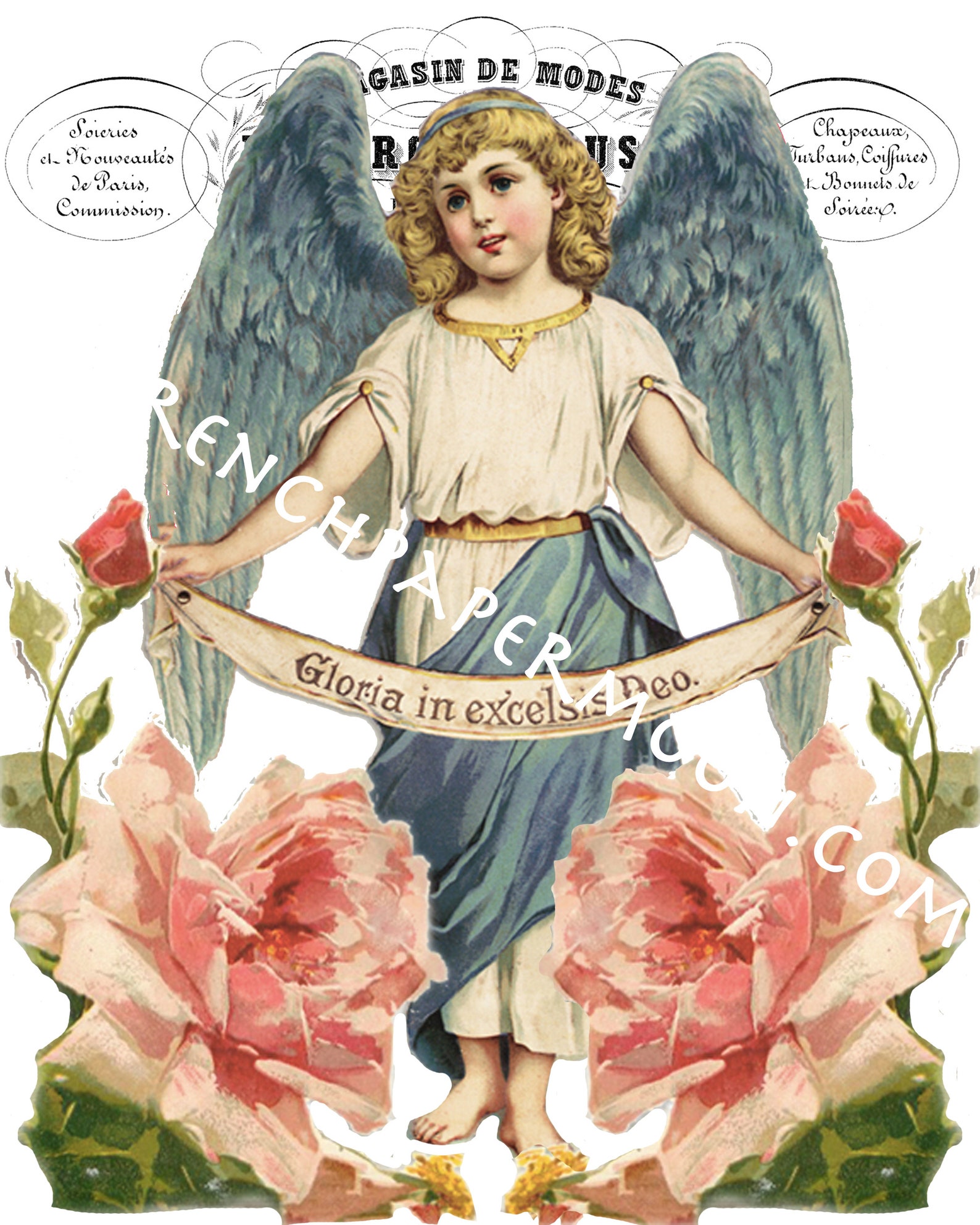 Vintage Shabby French Angel Instant Download Easter Angel - Etsy