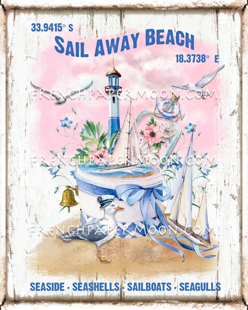 Nautical Pink Summer Digital Sailboats Lighthouse | Etsy