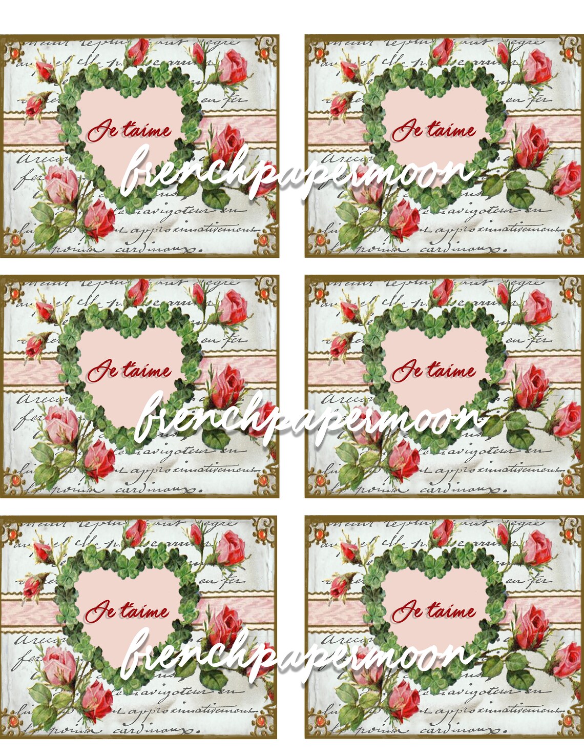 Shabby French Valentine Digital, Roses, French Typography, Love ...
