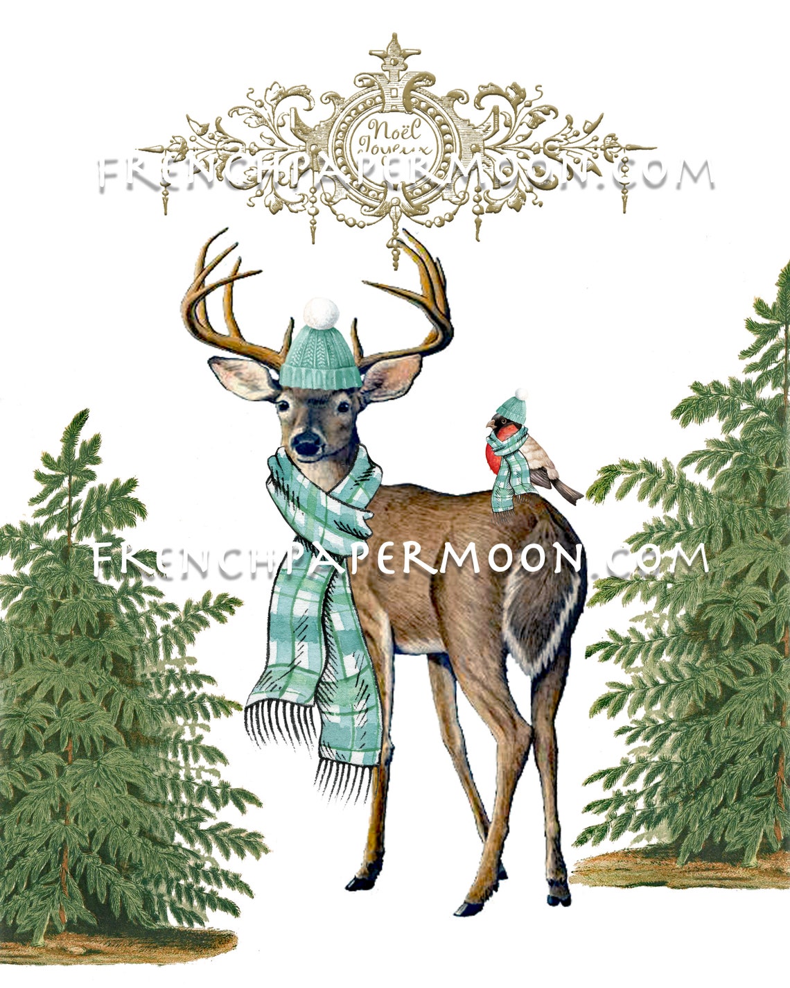 Christmas Deer Printable Woodland Christmas DIY Xmas Sign | Etsy