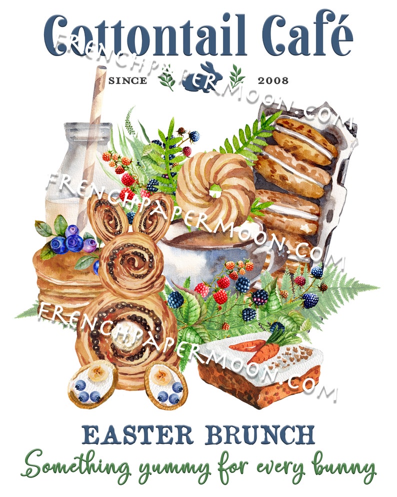Easter Brunch, Digital, Cottontail Cafe, Easter Picnic, Carrot Cake ...