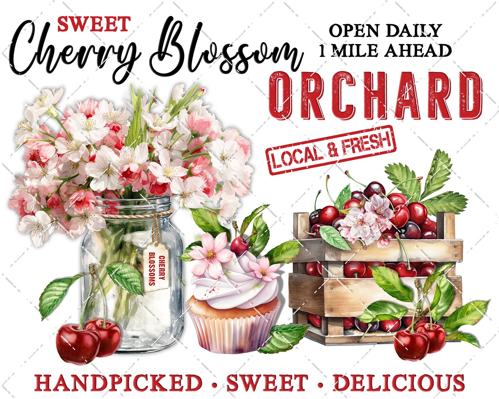 Cherry Blossom Orchard Farmhouse Cherries Cherry Market DIY Sign Making ...