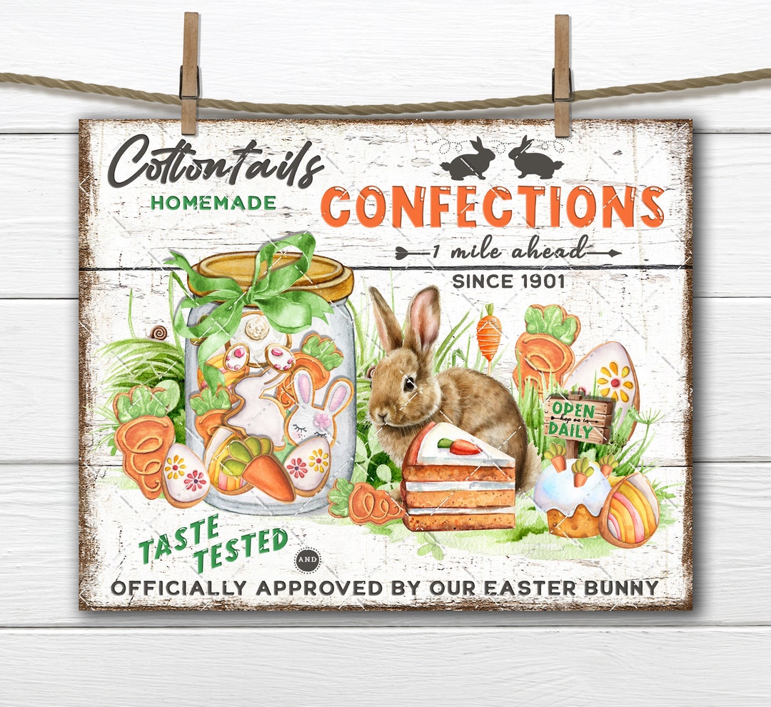 Cottontail Confections Easter Bakery Carrot Cake Cookie Bunny DIY Sign ...