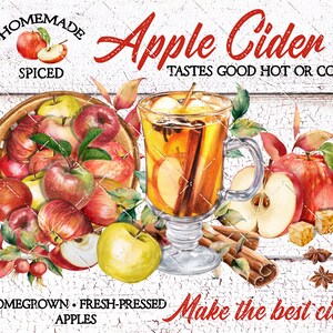 Homemade Apple Cider DIY Sign Farmhouse Autumn Apple Basket Fresh ...