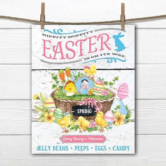 Easter Basket DIY Sign Easter Chicks Easter Sweets Eggs | Etsy