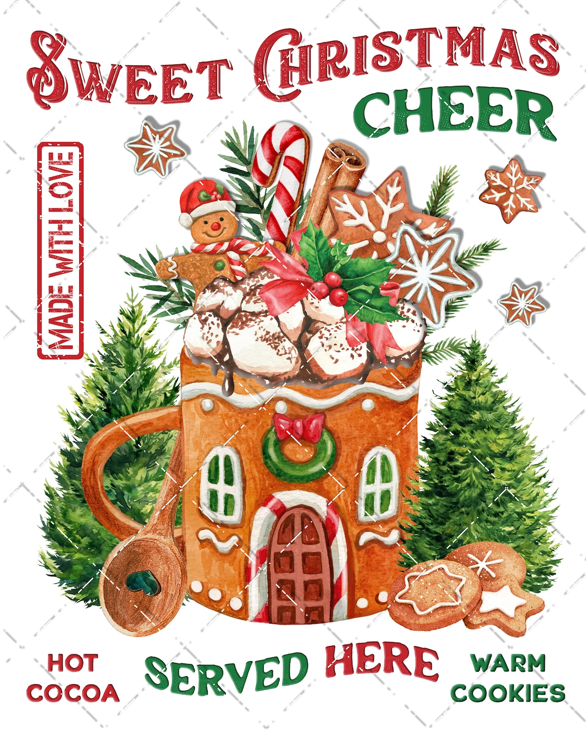 Christmas Cheer Hot Cocoa Gingerbread Mug DIY Xmas Sign Making - Etsy