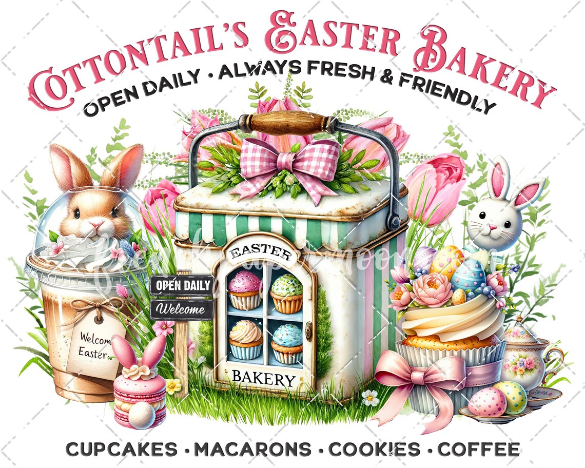 Adorable Easter Bunny Bakery, Cottontails Easter Bakery, Coffee ...