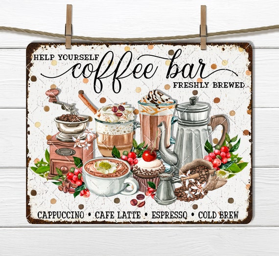 Farmhouse Kitchen Coffee Bar DIY Coffee Sign Coffee Drink - Etsy