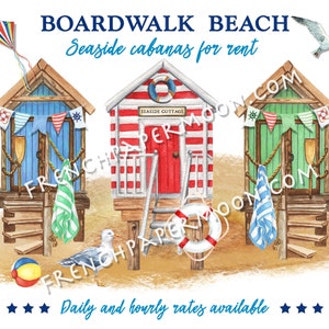 Beach Hut, Digital, Coastal Farmhouse, Nautical, Rustic Beach, Cabana ...