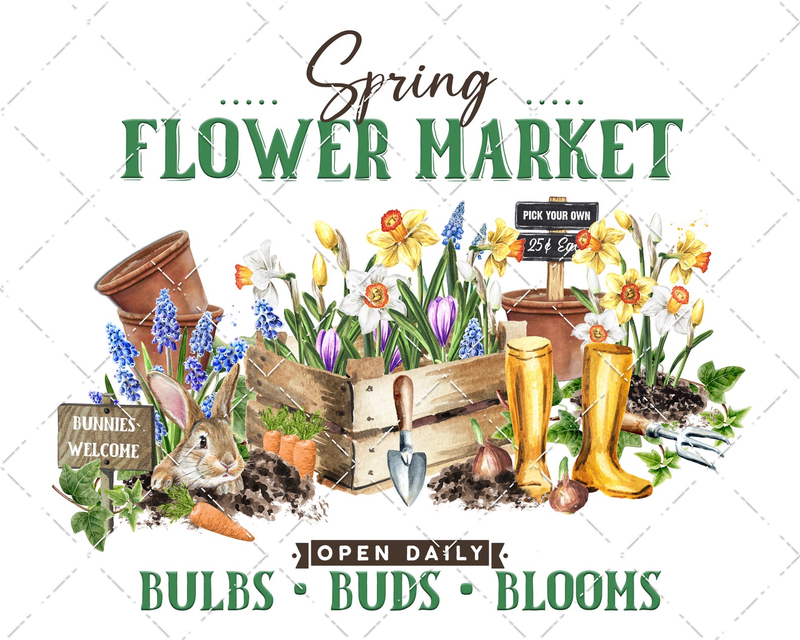 Spring Flower Market DIY Sign Bunny Garden Spring Bulbs - Etsy