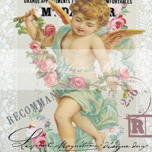 Digital Victorian Angel, Shabby Chic Roses, French Typography ...