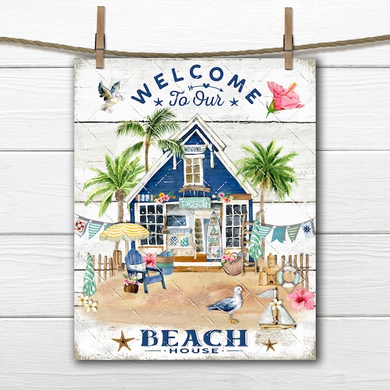 Beach House Welcome Sign Seaside DIY Beach Sign Beach - Etsy