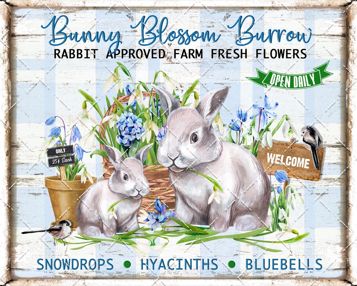Easter Bunny Cute Farmhouse Digital Print DIY Sign Making - Etsy