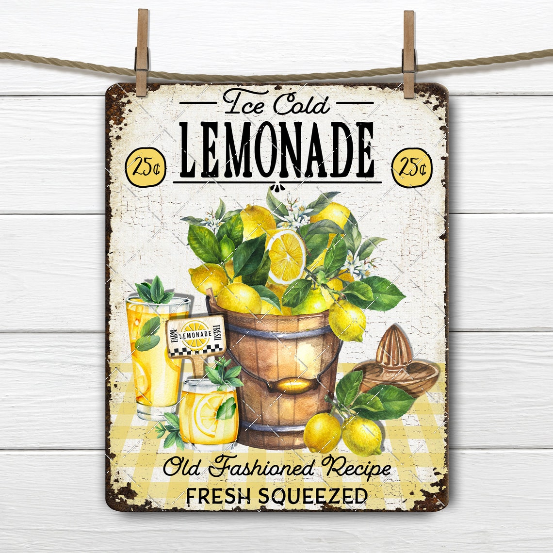Lemonade DIY Sign Farmhouse Lemon Bucket Lemonade Drinks - Etsy