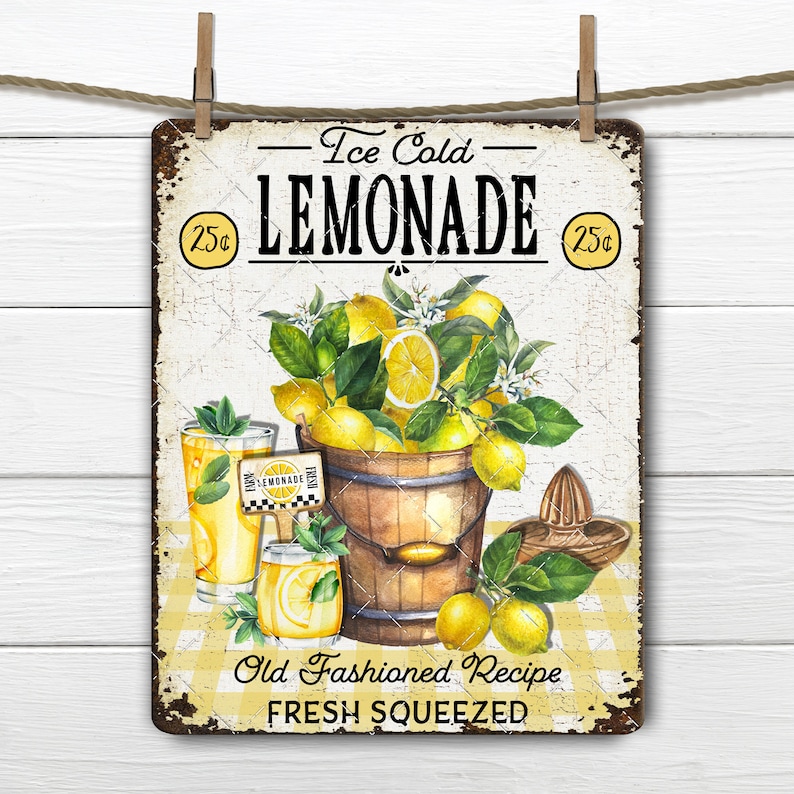 Lemonade DIY Sign Farmhouse Lemon Bucket Lemonade Drinks - Etsy