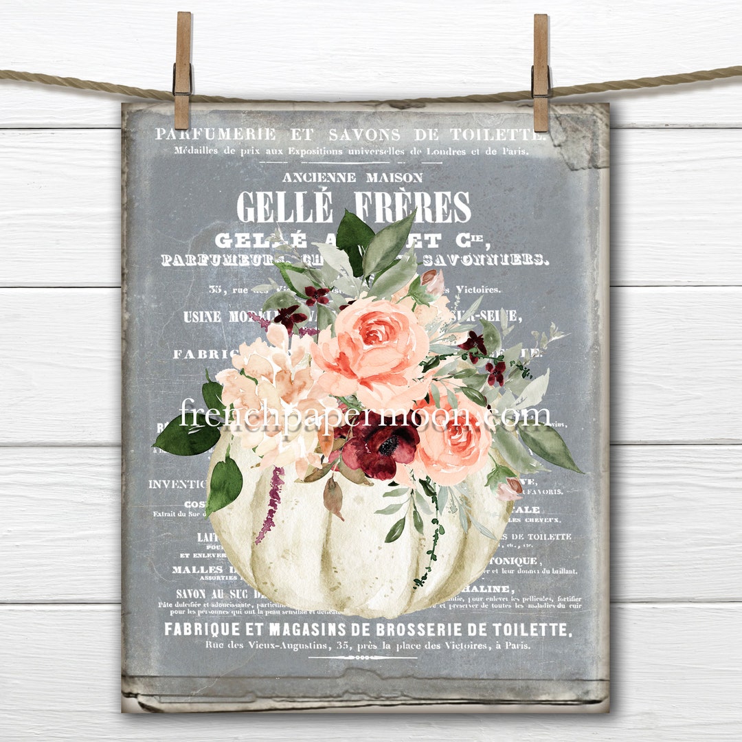 Shabby Pumpkin Roses, Pumpkin Bouquet, Digital, Floral, Peach, Burgundy ...