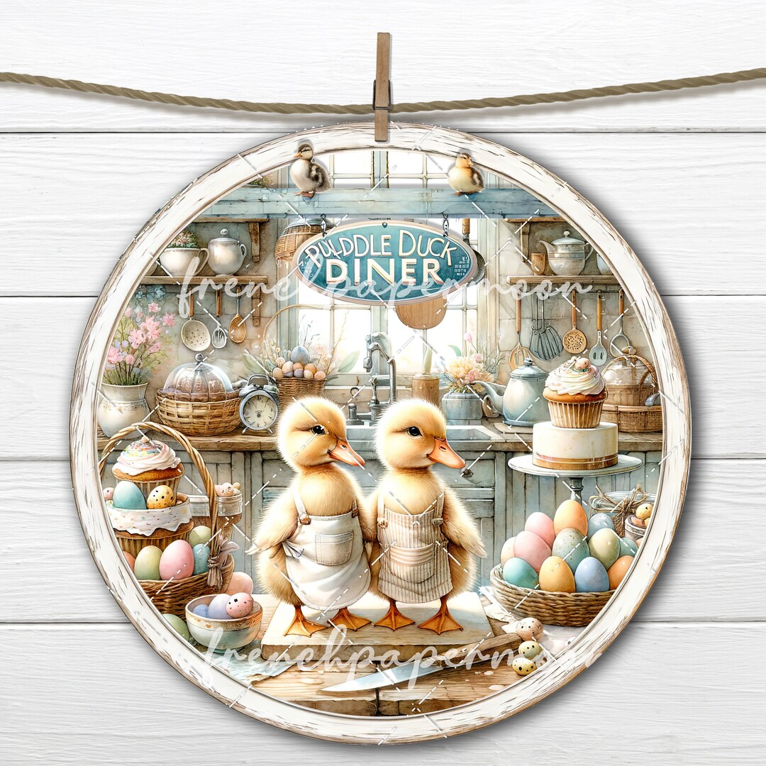 Easter Circle 8x8 Inch PNG Puddle Duck Diner Cafe Ducklings DIY Signs ...