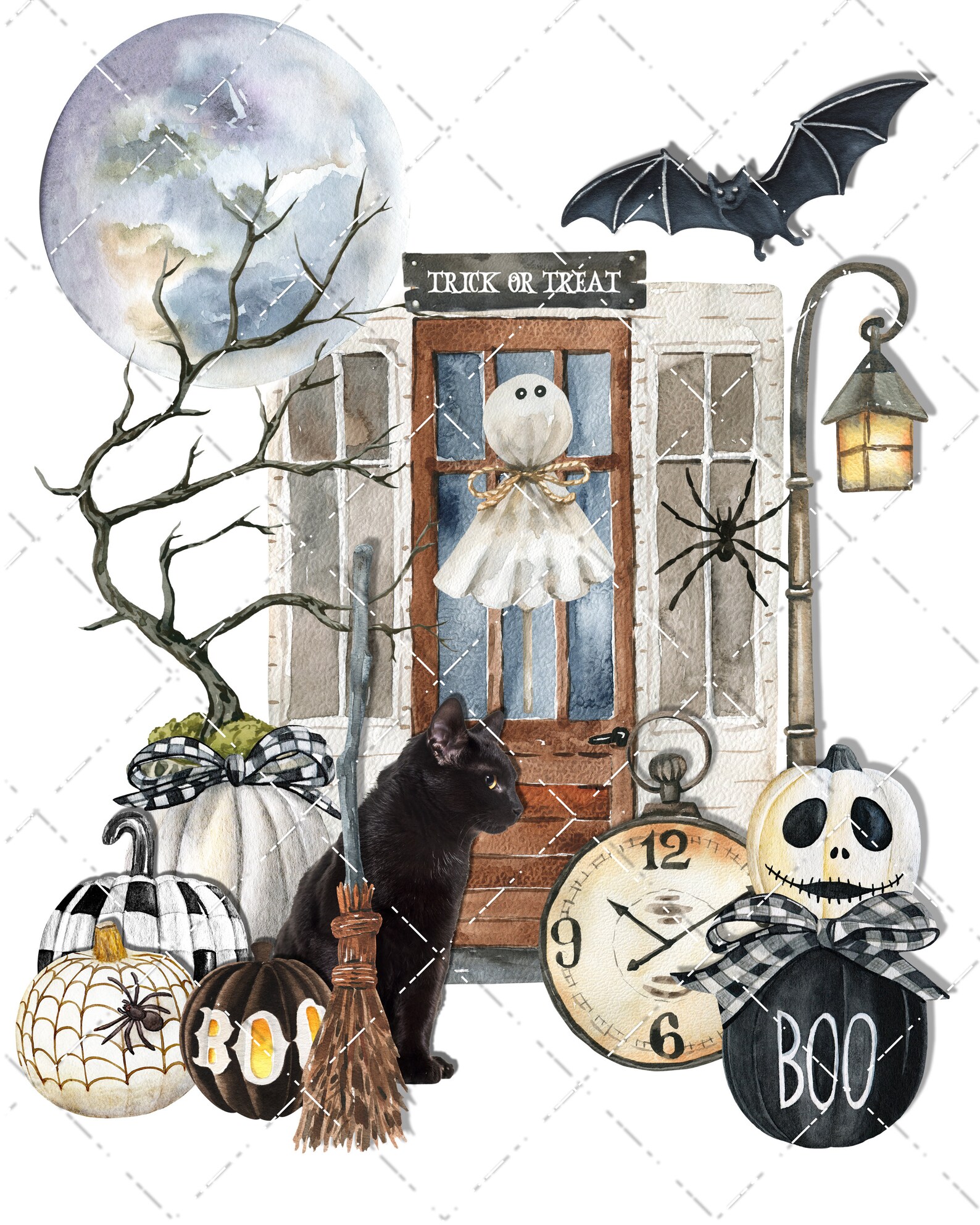 Spooky Halloween Black Cat Front Door Digital Art Print - Etsy