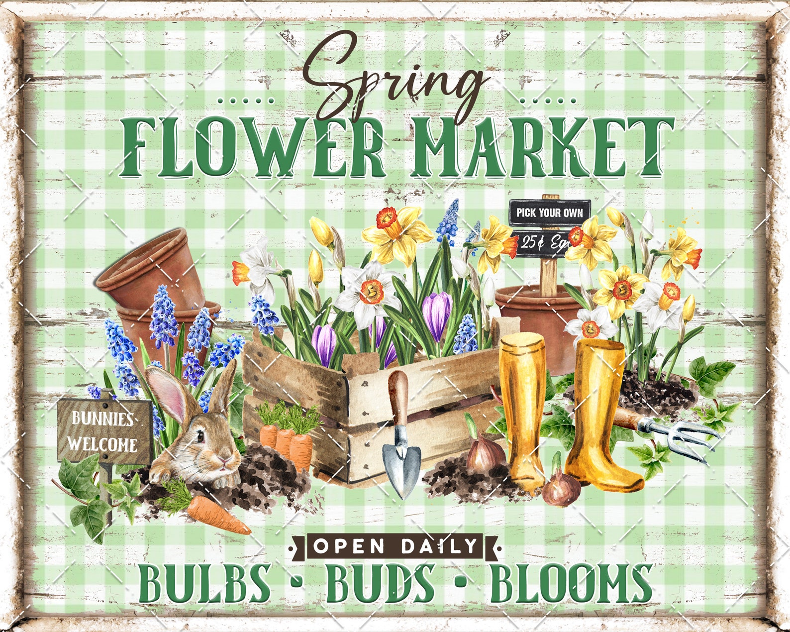 Spring Flower Market DIY Sign Bunny Garden Spring Bulbs - Etsy