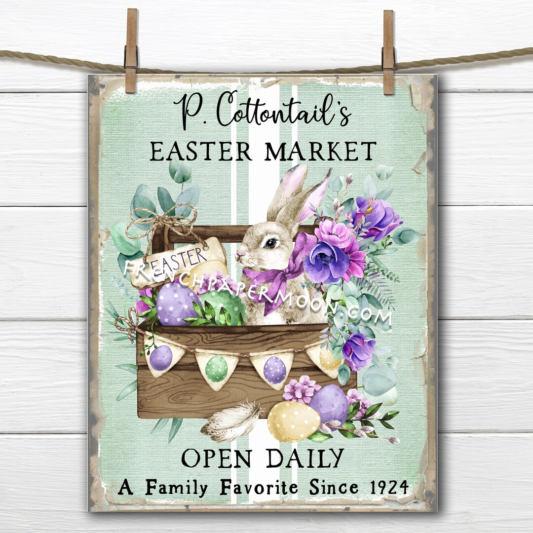 Easter Market Digital, Spring Market, Easter Bunny, DIY Easter Sign ...