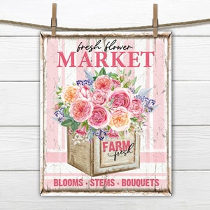 Farmhouse Roses, Farm Fresh, Flower Market, DIY Sign, Pastel Roses ...