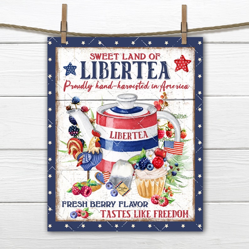 Patriotic DIY Sign 4th of July Tea Party Patriotic Teapot - Etsy