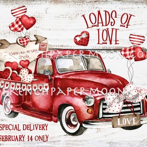 Red Valentine Truck, DIY Valentine Sign, Loads of Love, Farmhouse ...