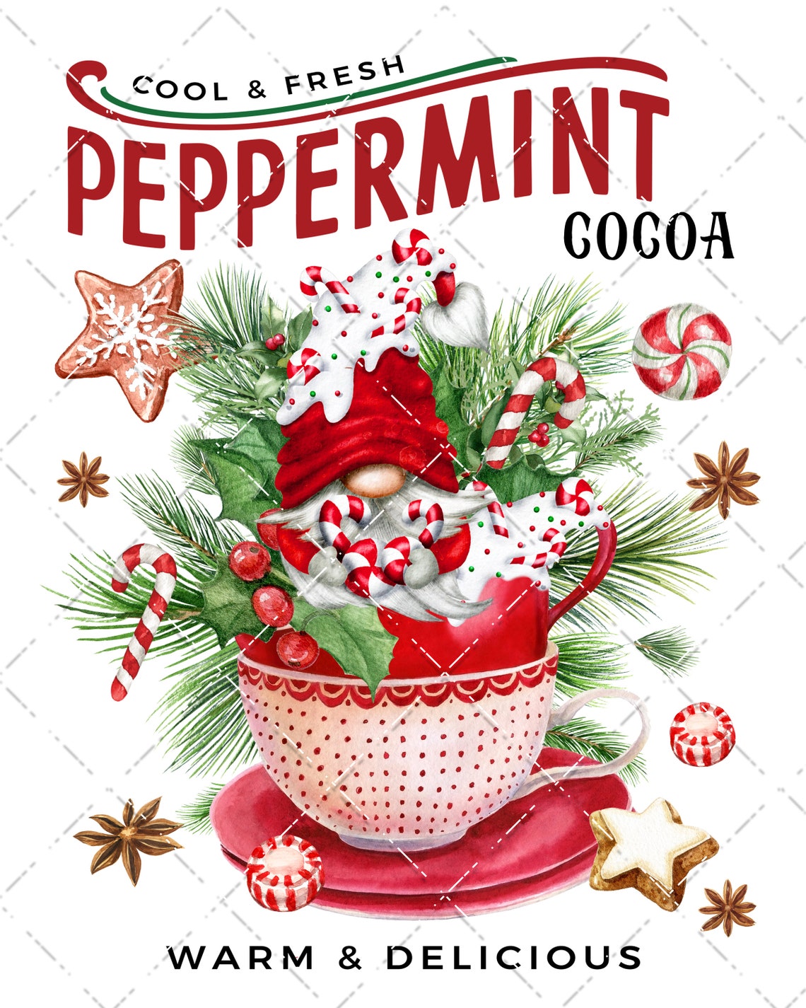 Peppermint Hot Cocoa, DIY Xmas Sign, Christmas Cookies, Gnome, Winter ...