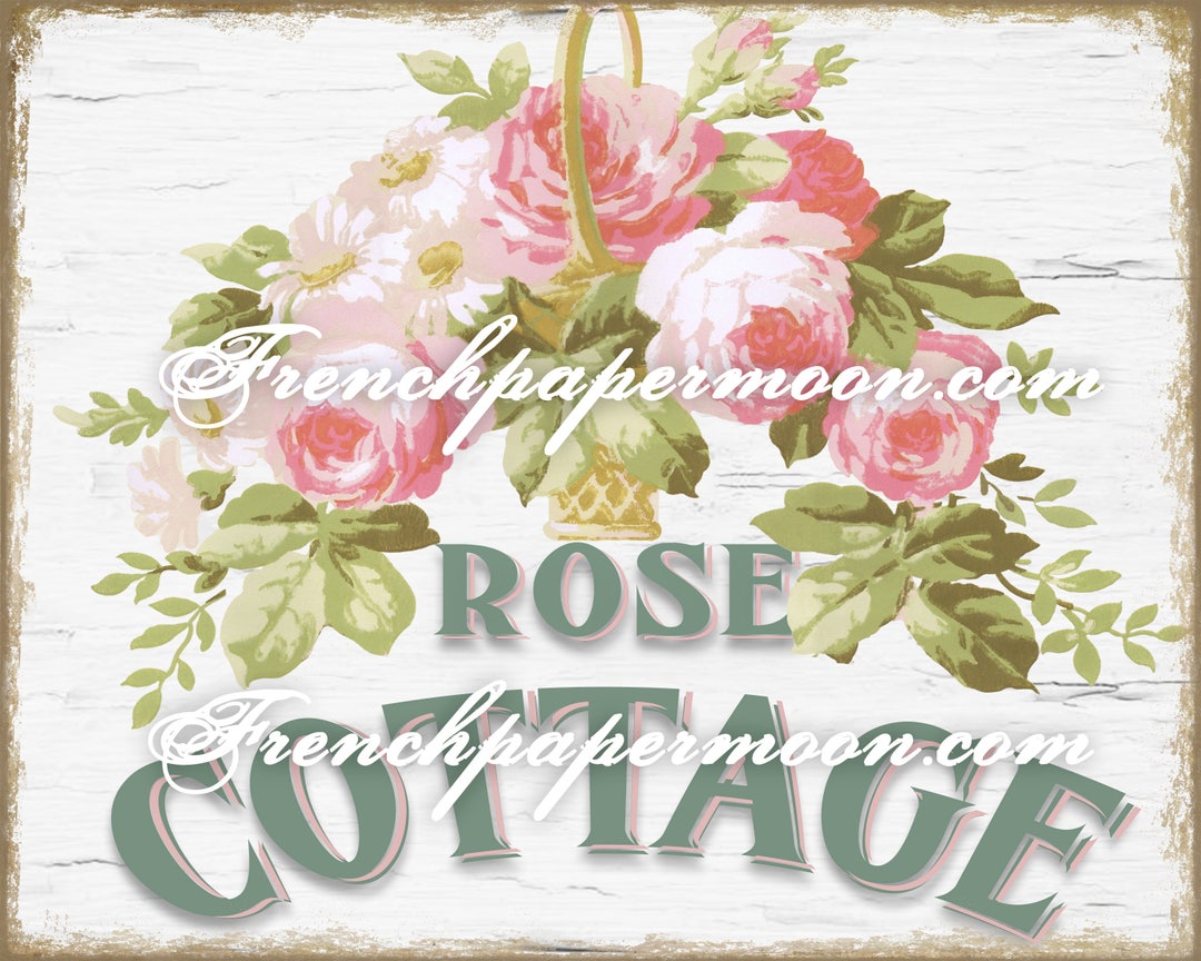 Rose Cottage Digital Printable, Shabby Chic Roses, Romantic Rose Pillow ...